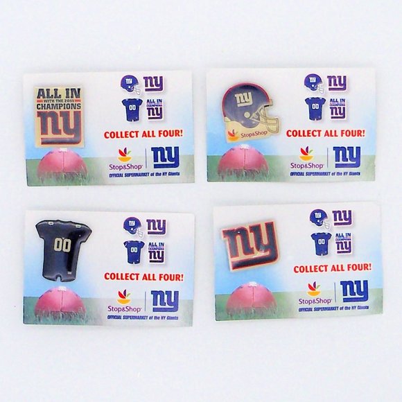 NY Giants | Accessories | Set Of 4 New York Giants Stop Shop Pins ...